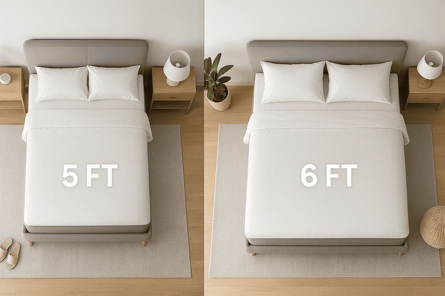 เปรียบเทียบ ที่นอน 5 ฟุต vs 6 ฟุต ห้องแบบไหน เหมาะกับขนาดไหน